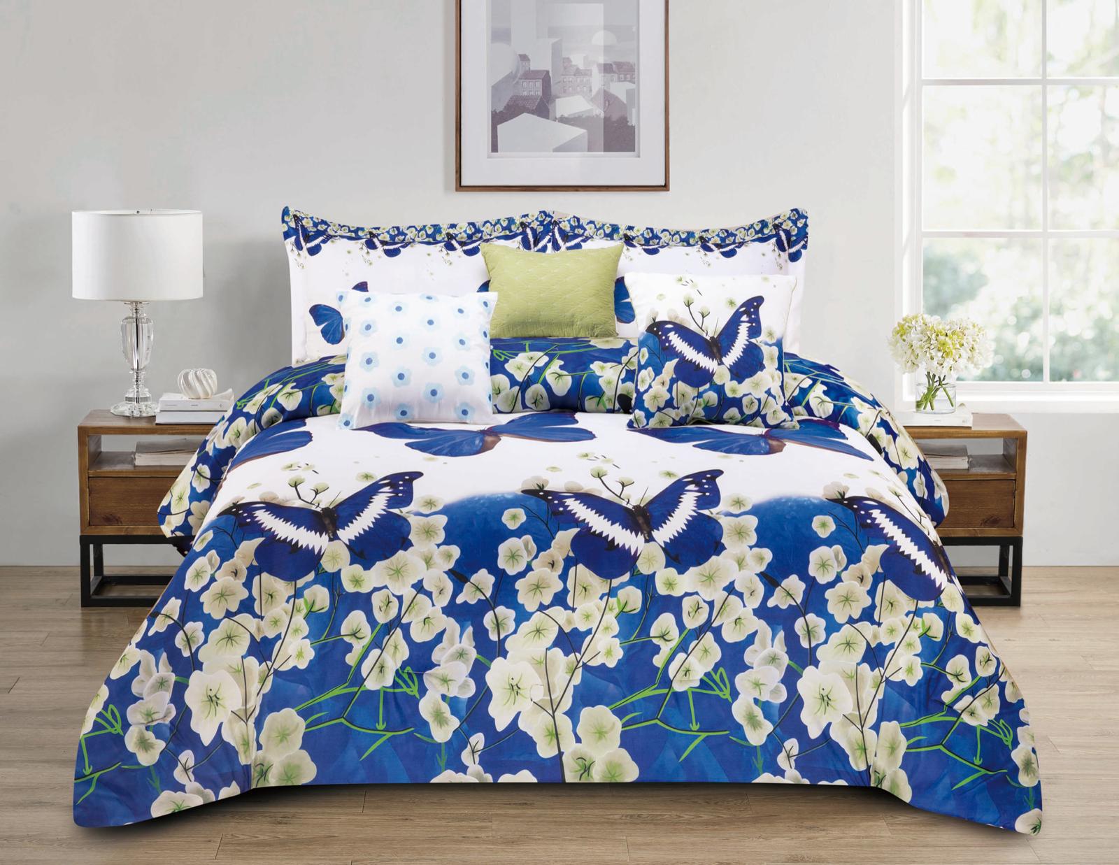 King Verano Butterfly Pastoral Comforter Set 7 Piece | Unidos Textile